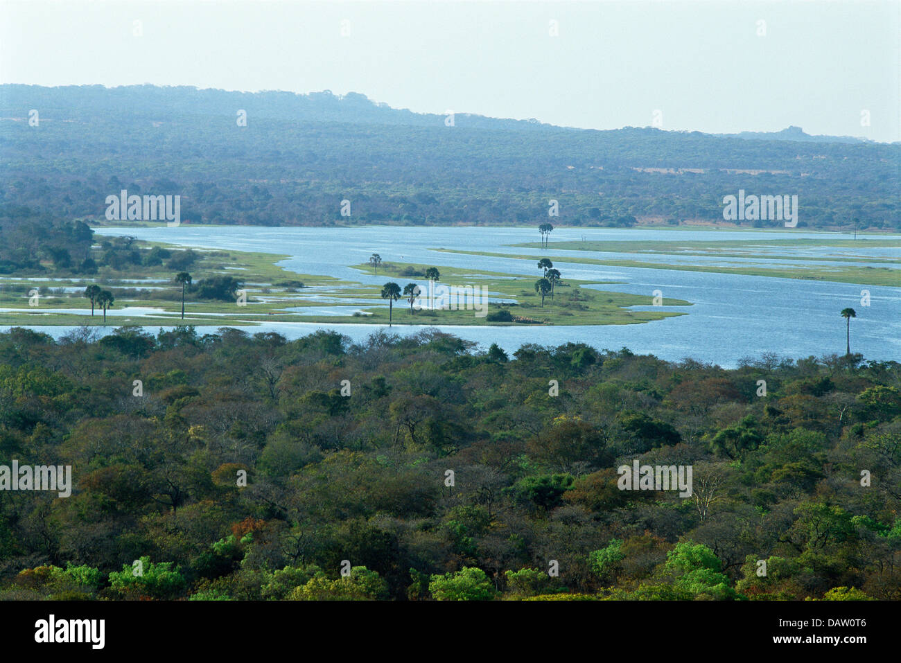 The Kafue National Park With The Kafue River Running Into The Itezhi Tezhi Dam Zambia Stock