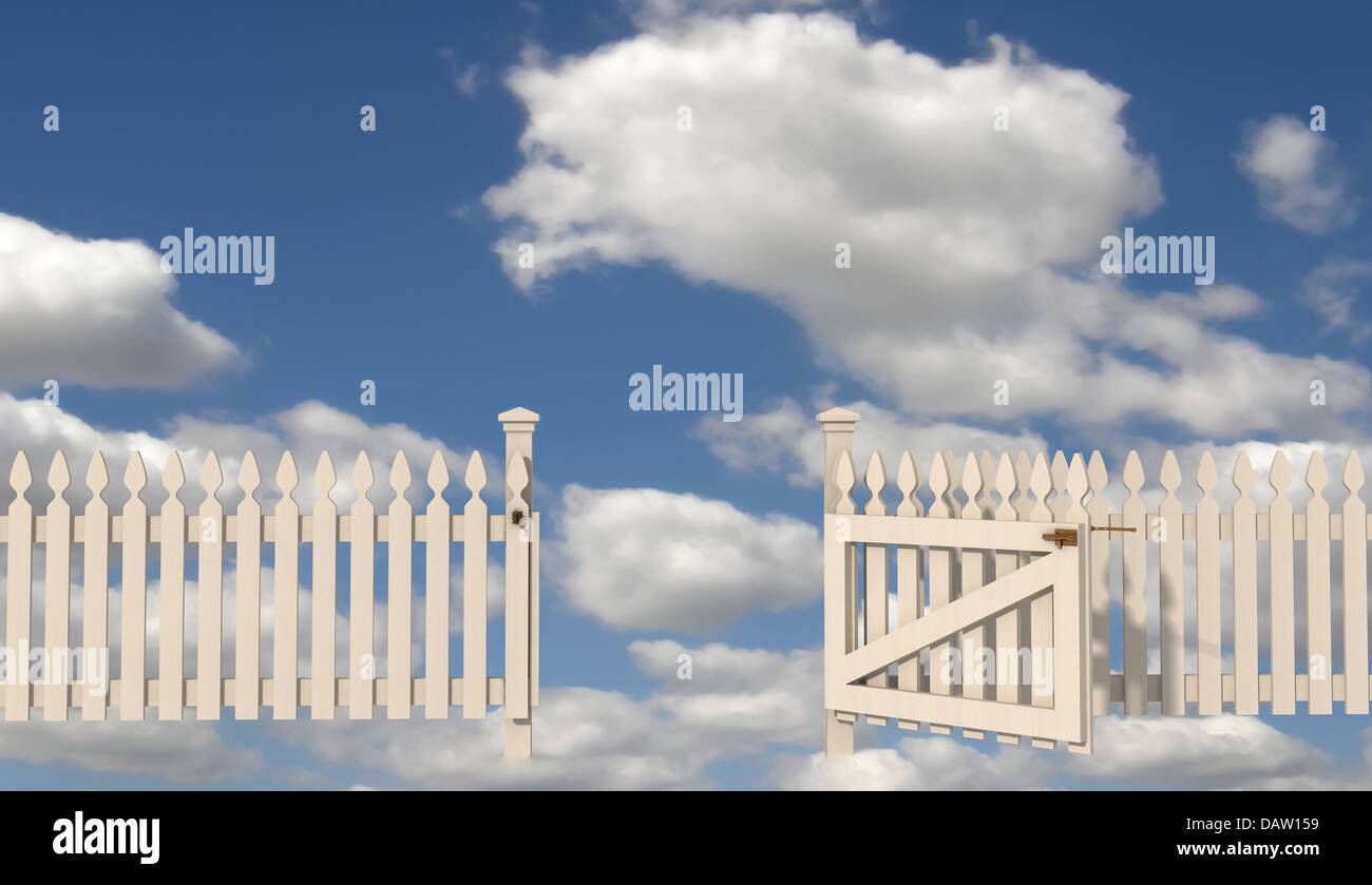 White picket fence gate open hi-res stock photography and images - Alamy