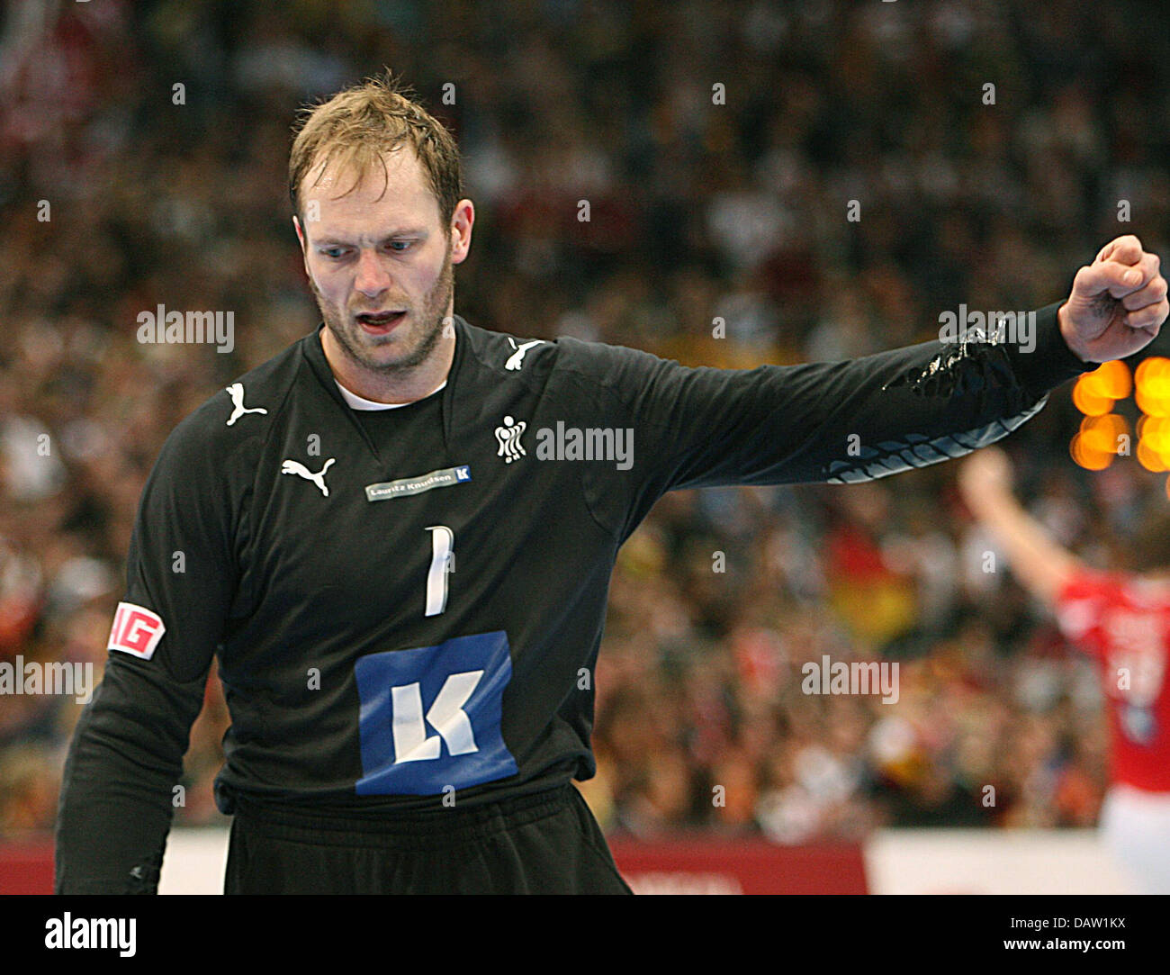 Danish goalkeeper Kasper Hvidt gesticulates during the 3rd place match ...