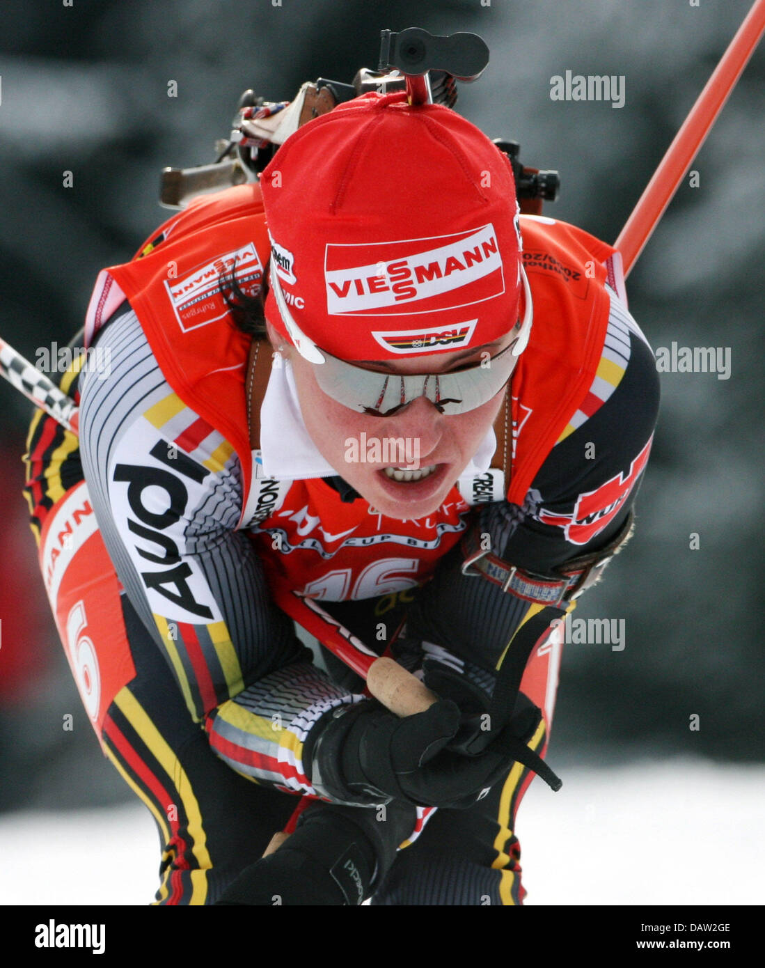 German Andrea Henkel shown on her way during the women's 15km ...