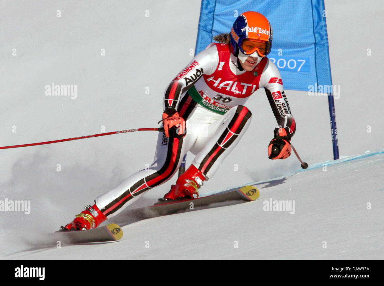 French Ingrid Jaquemod paces down the track during the Women's Combined ...