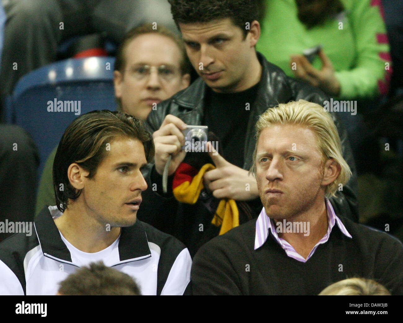 German tennis legend Boris Becker (R) and German tennis pro Tommy Haas ...