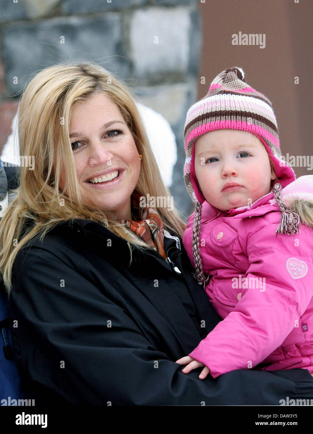 Princess Maxima and Princess Alexia in pink pose during their annual ...