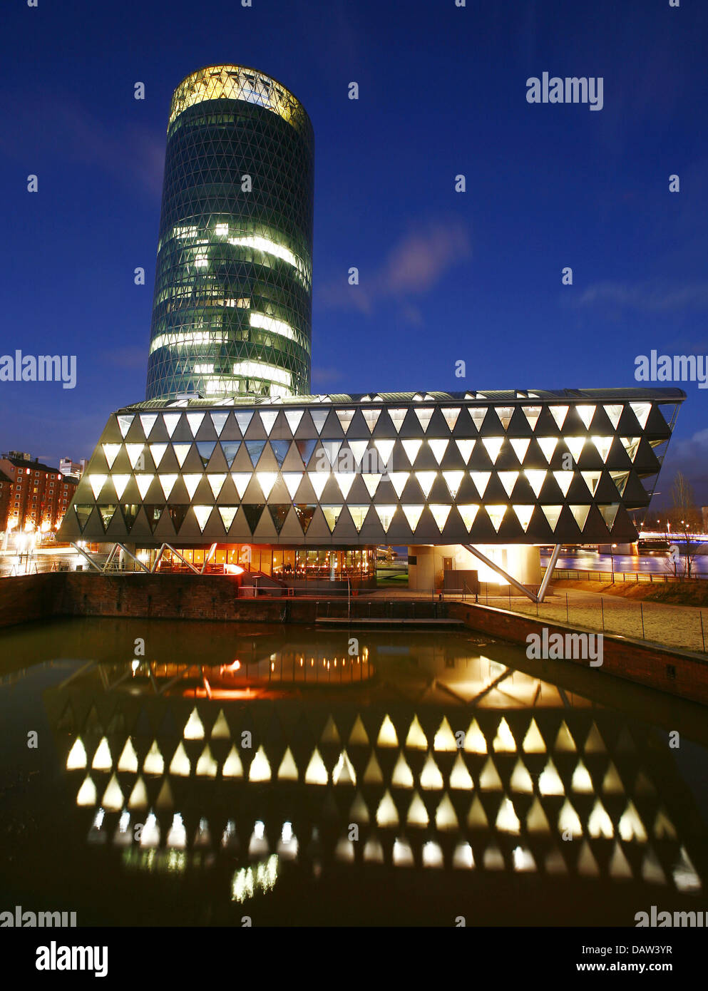 The picture shows the modern office building 'Bridge building' (front ...