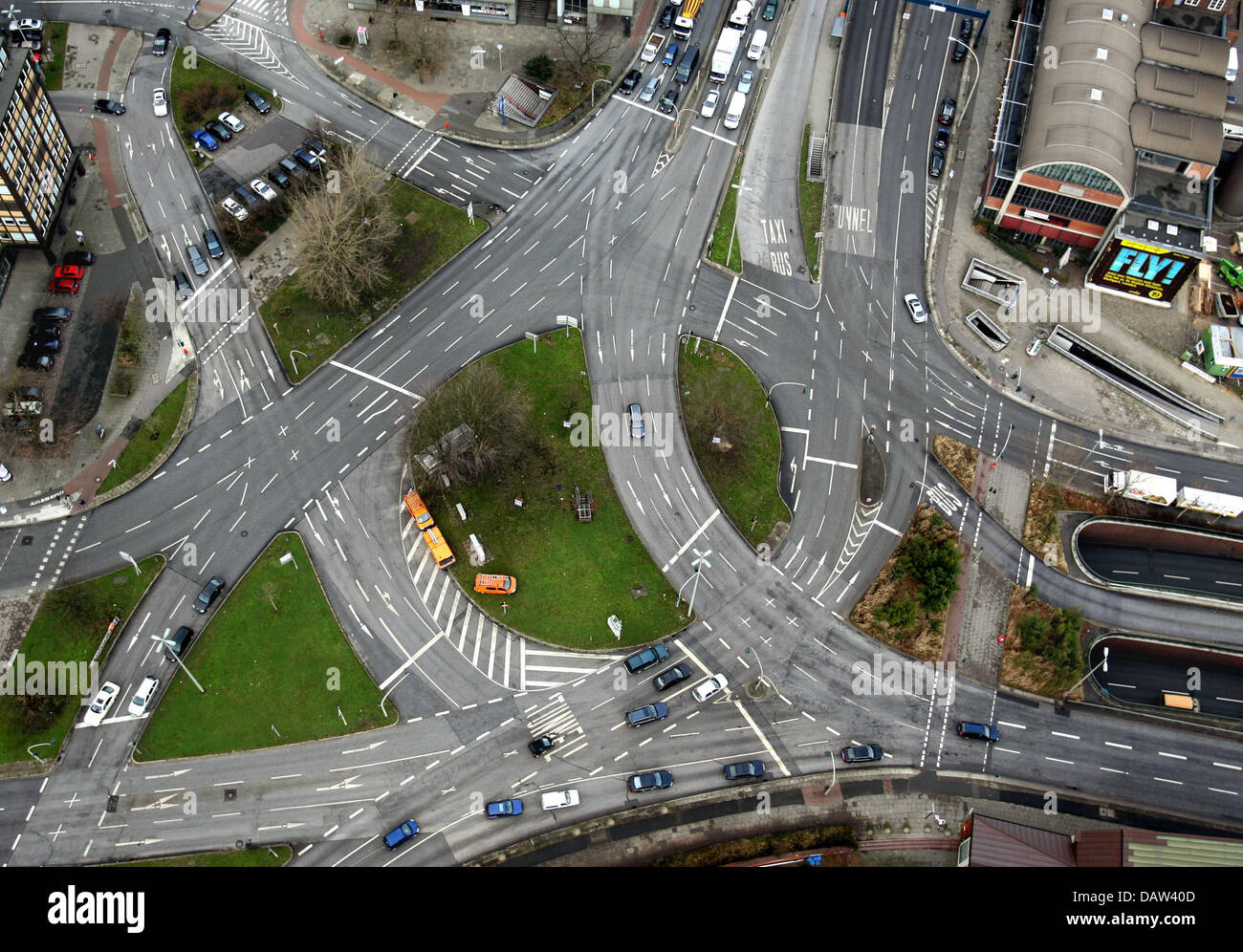 The picture shows an aerial view on one of the biggest traffic ...