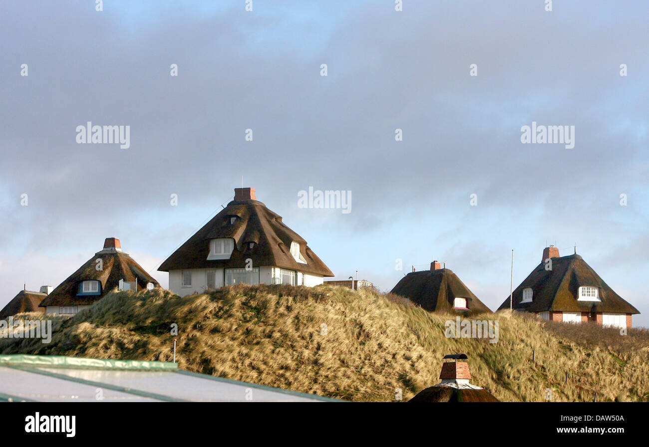 Typical houses with reet roofs are pictured in Hoernum on the Island of ...