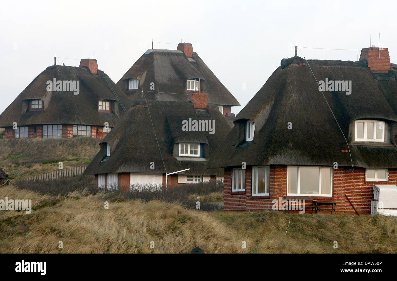 Typical houses with reet roofs are pictured in Hoernum on the Island of ...