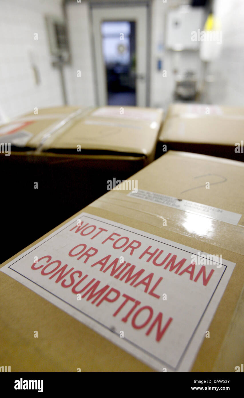 Boxes reading 'Not for Human or Animal Consumption' pictured at the ...