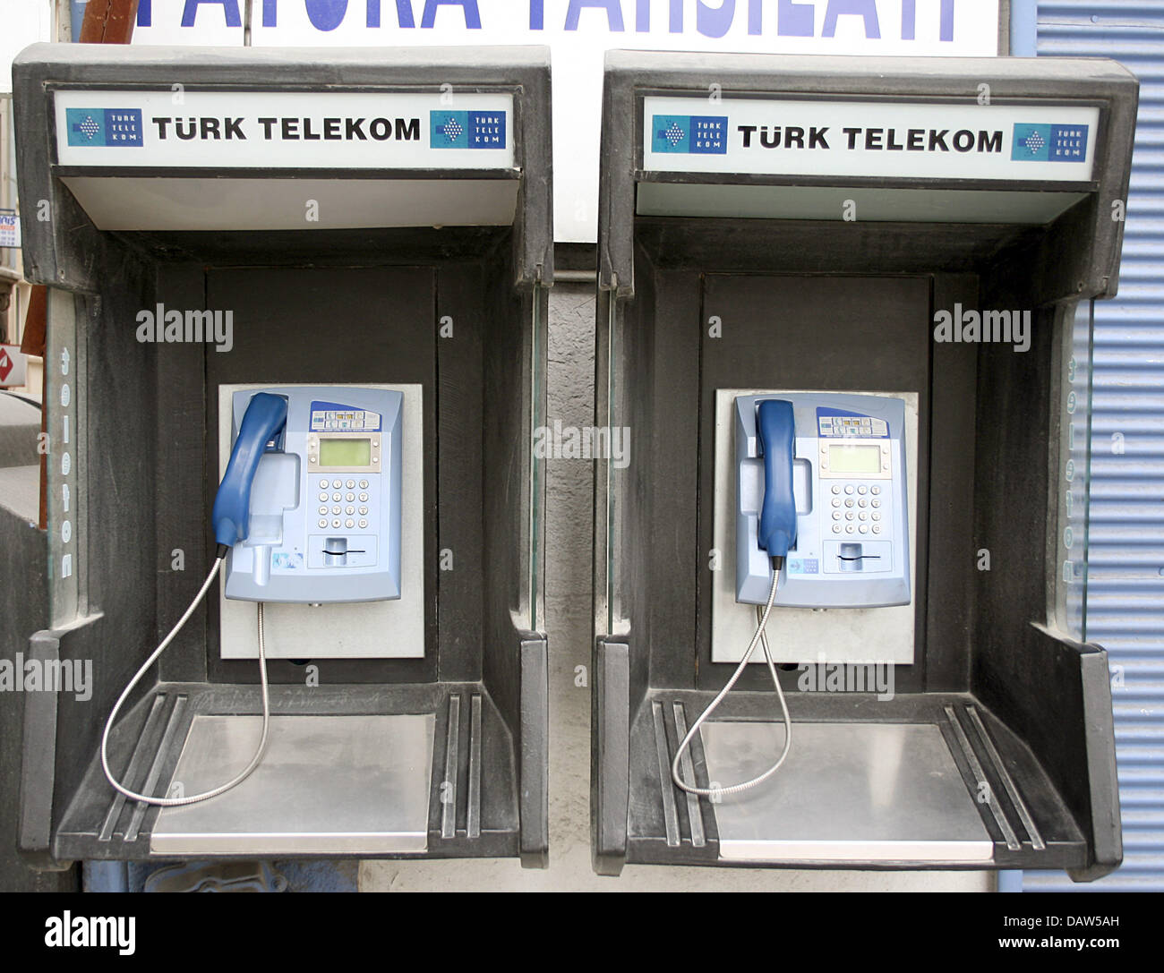 Public phones by the Tuerk Telekom company are pictured in Instanbul ...