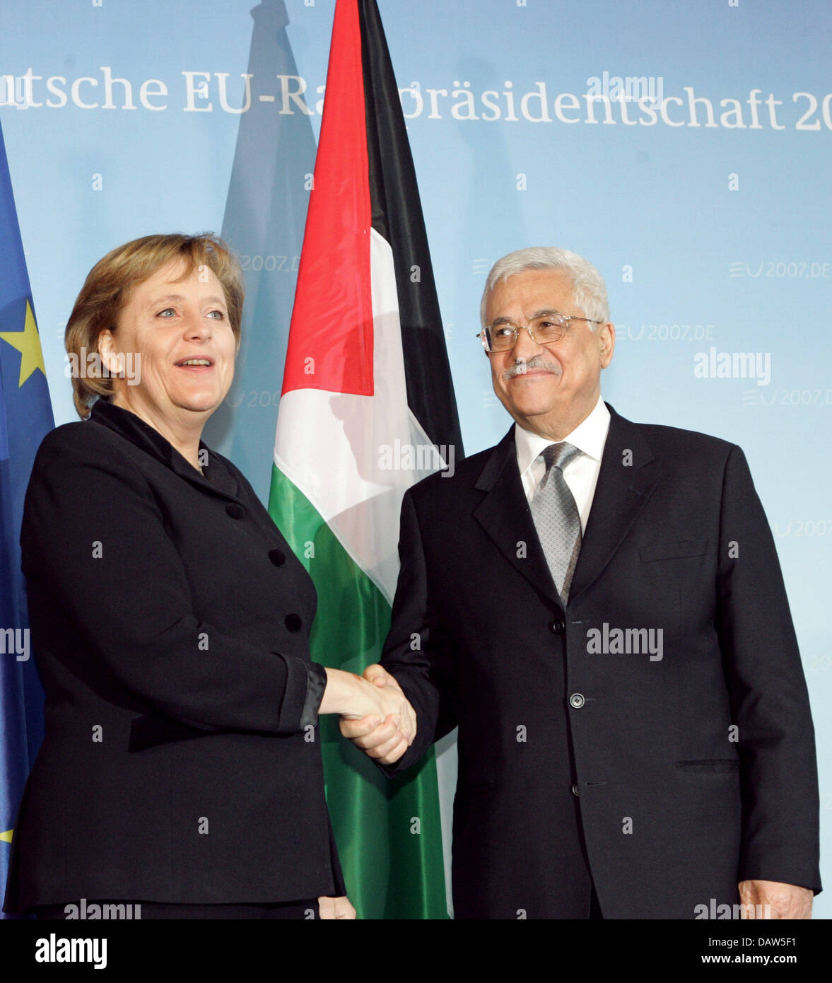 German Chancellor Angela Merkel and the President of the Palestinian ...