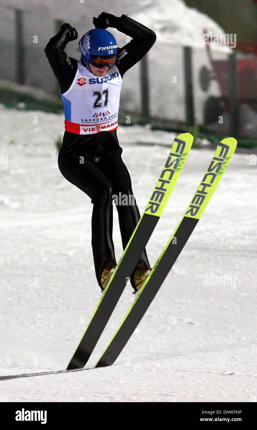 Finnish ski jumper Harri Olli lands his silver medal jump at the Large ...