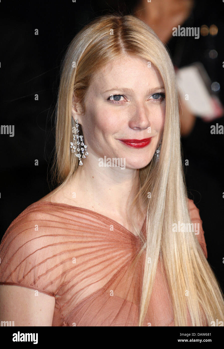 US actress Gwyneth Paltrow smiles for the cameras arriving at the ...