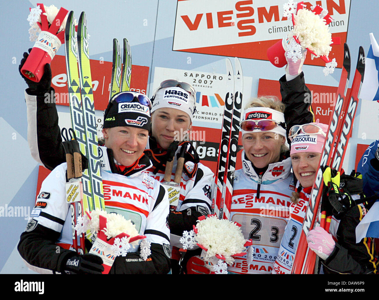 The German relay team (L-R) Viola Bauer, Stefanie Boehler, Claudioa ...