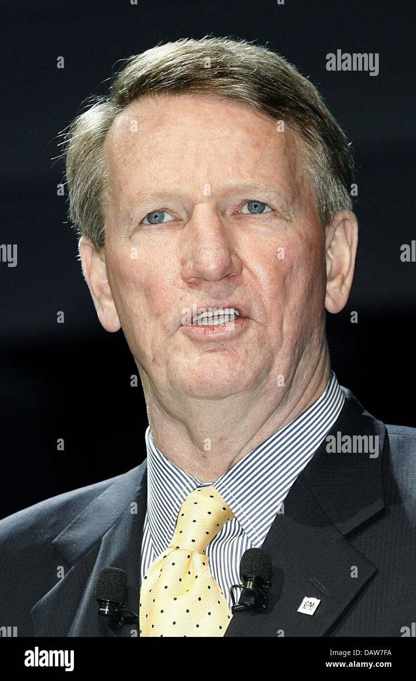 Rick Wagoner, CEO of General Motors (GM) pictured at a press day to the ...