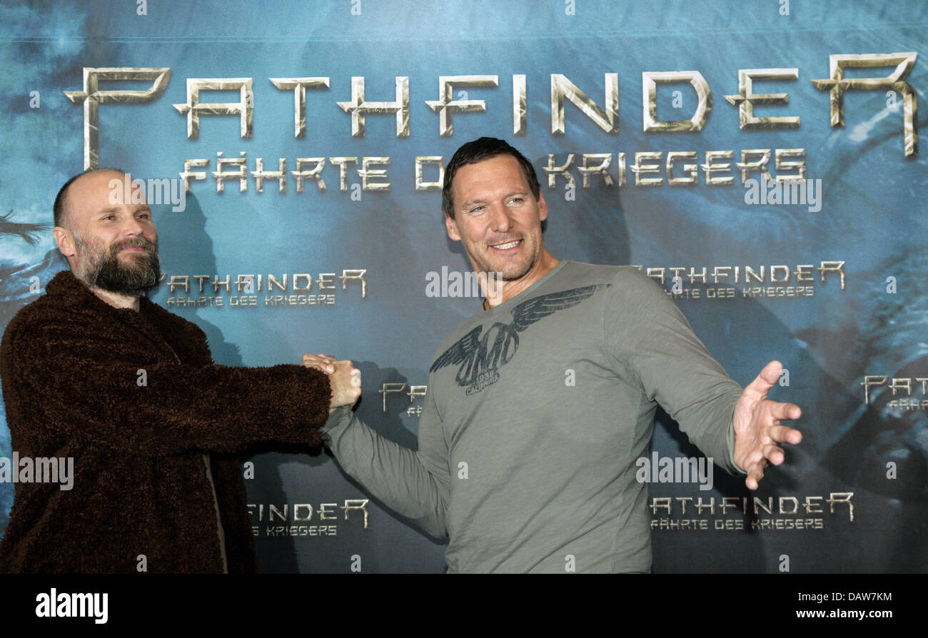 German actor Ralf Moeller (R) and director Marcus Nispel pose in front ...