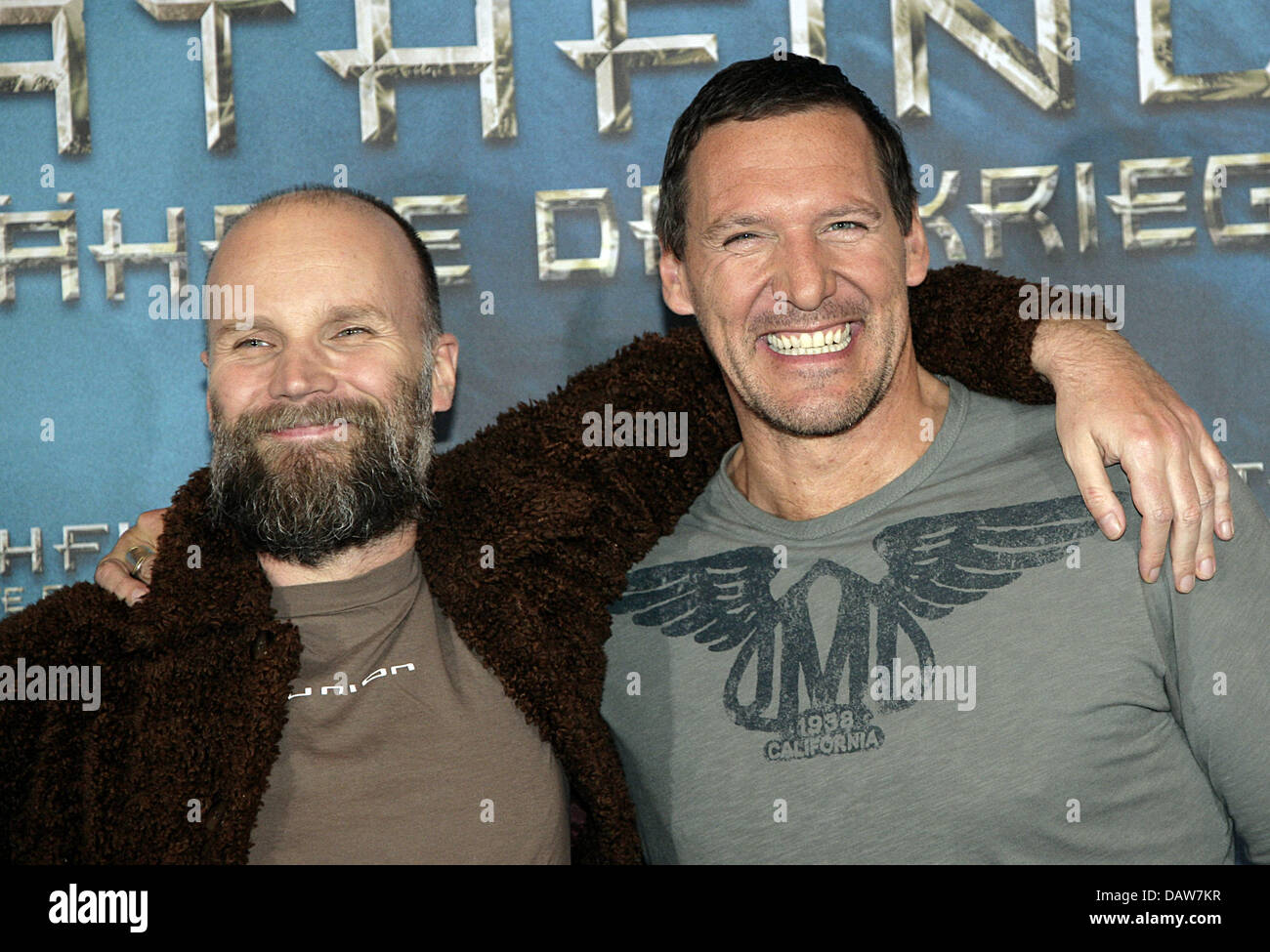 German actor Ralf Moeller (R) and director Marcus Nispel pose in front ...