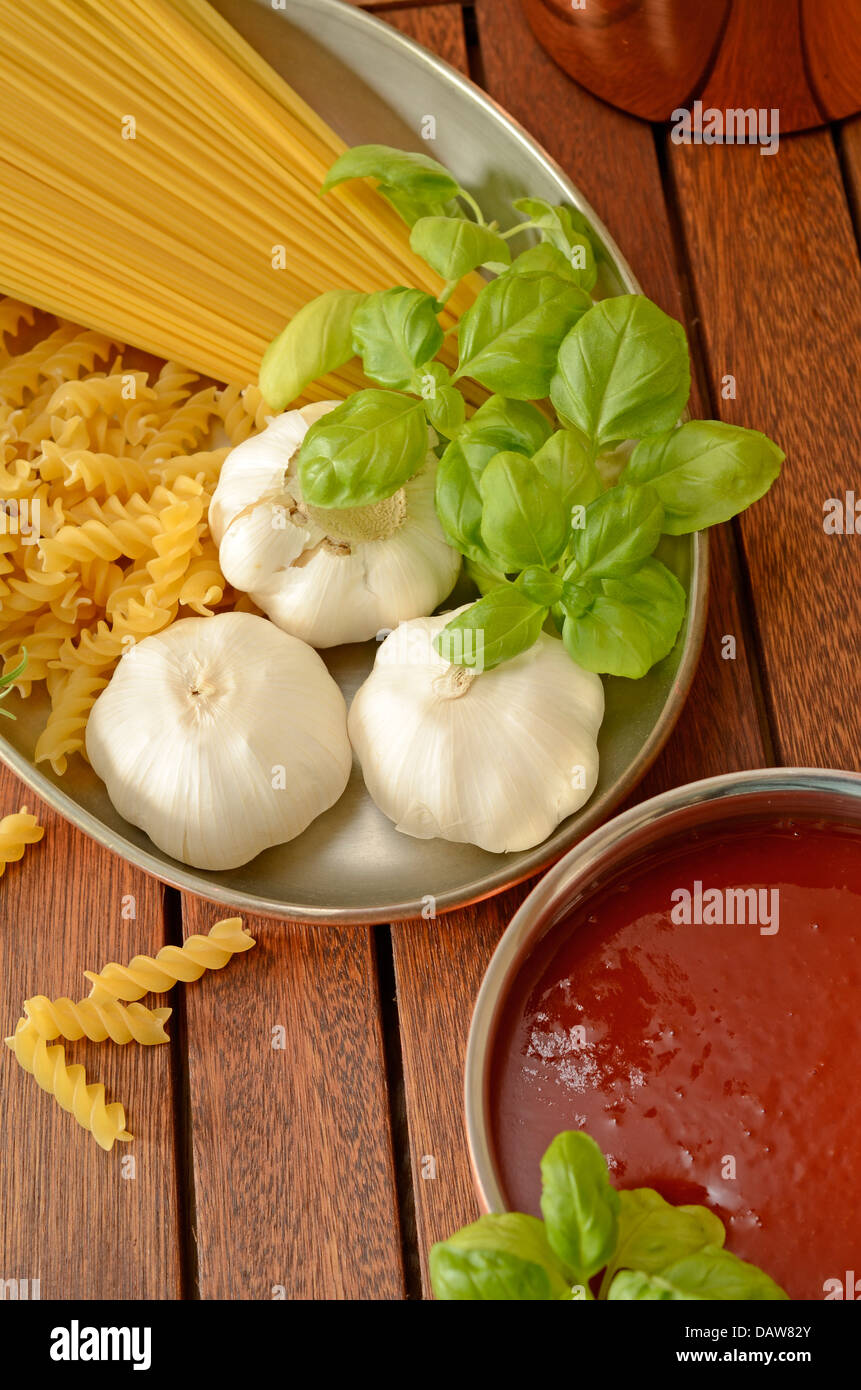 Cooking ingredients for pasta Stock Photo - Alamy