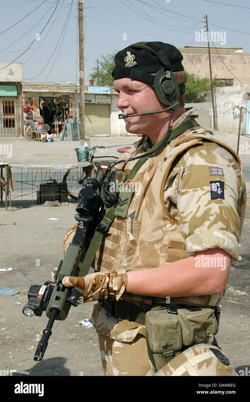 A British soldier of the Multinational Division South East is pictured ...