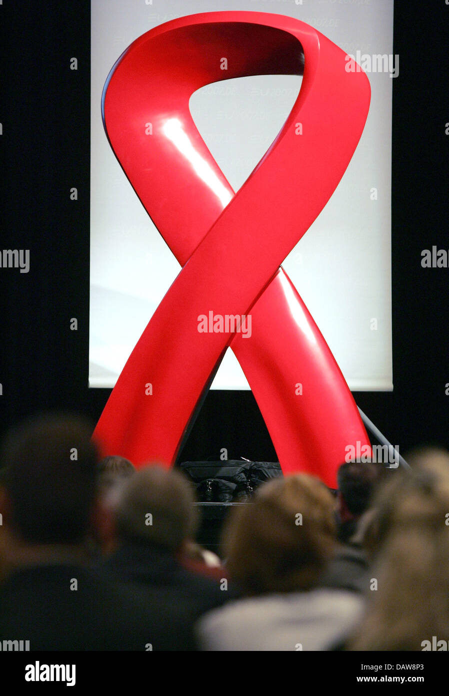 The symbolf of solidarity with HIV infected, the red ribbon, pictured ...