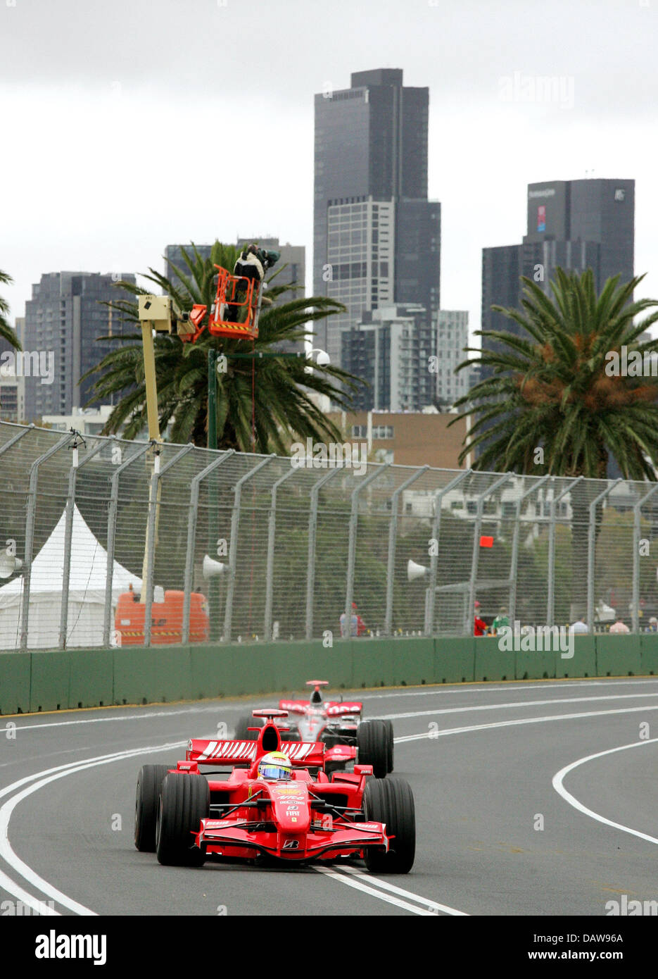 Brazilian Formula 1 pilot Felipe Massa (front) of Scuderia Ferrari is ...