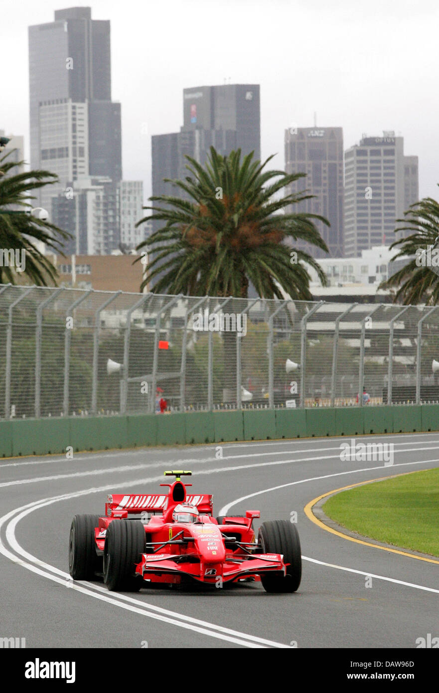 Finnish Formula One pilot Kimi Raikkonen of Scuderia Ferrari paces down ...