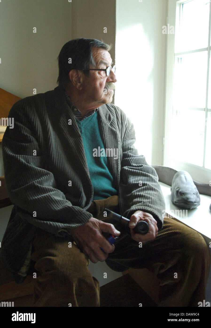 Laureate of the Nobel Prize in Literature Guenter Grass looks out the ...