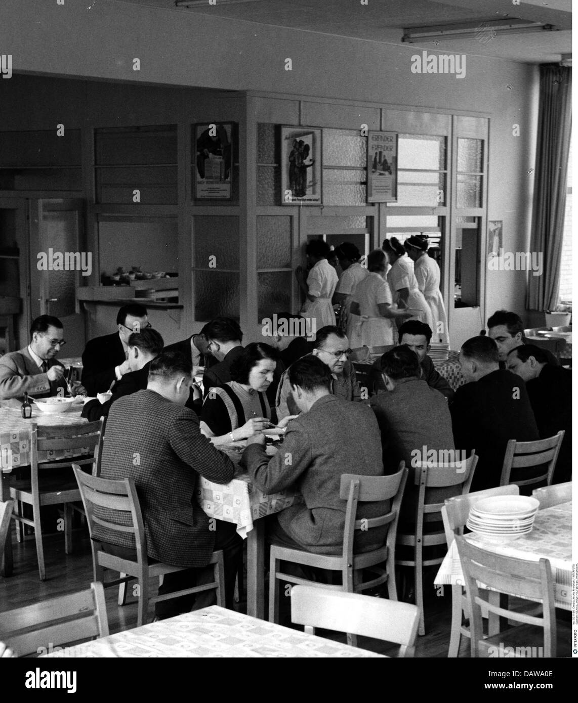 industry, companies, Telefunken, factory canteen, Ulm, Germany, 1950s ...