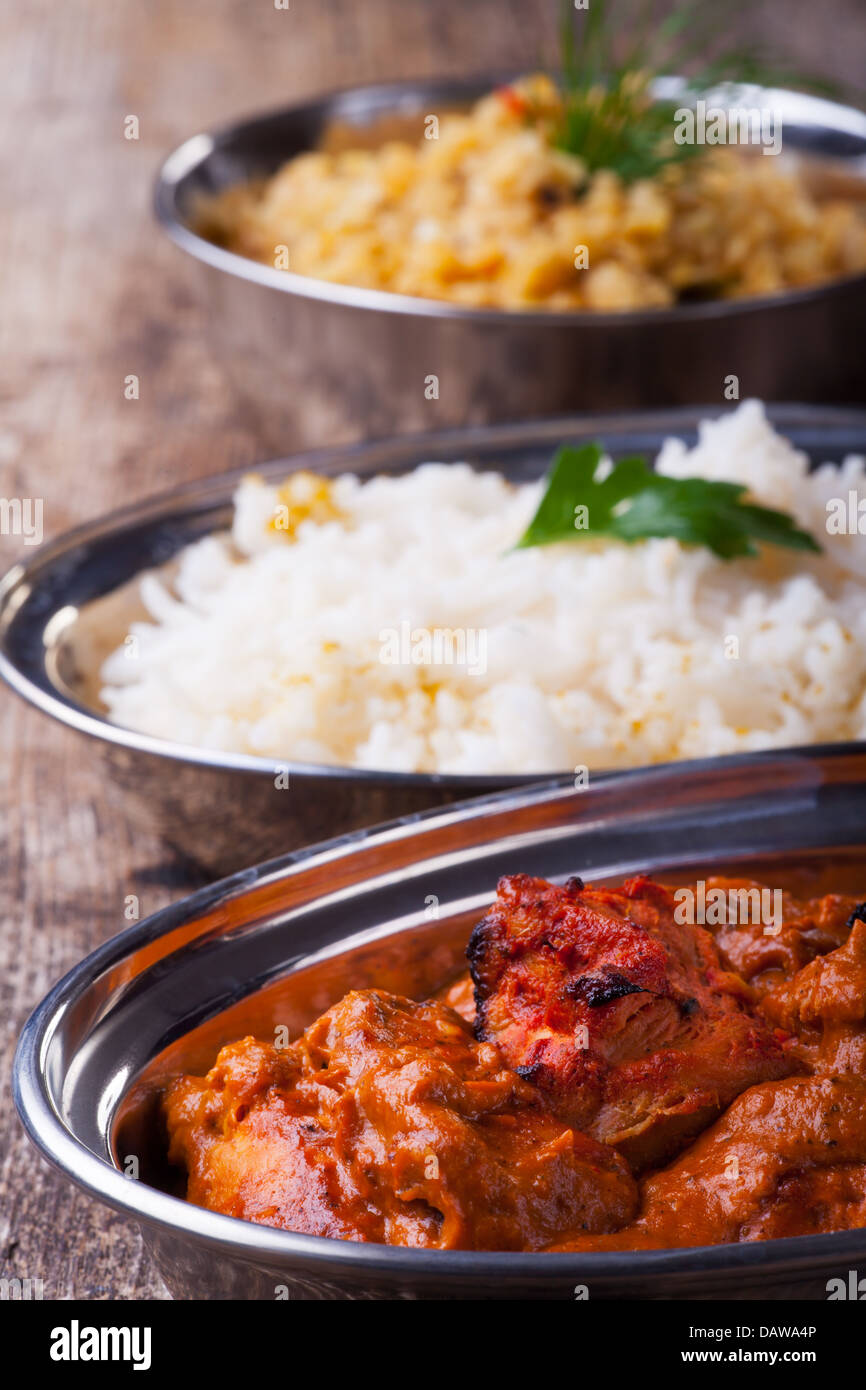 indian chicken tikka masala with rice Stock Photo - Alamy