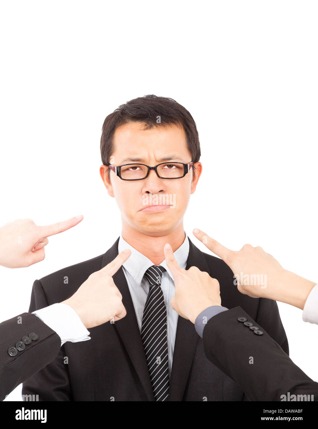 hands pointing towards business man Stock Photo - Alamy