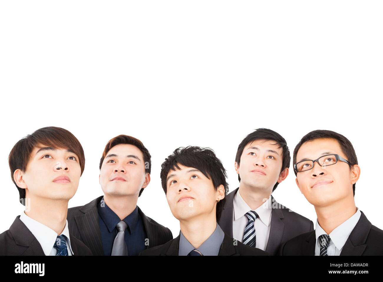 successful business people looking up Stock Photo - Alamy