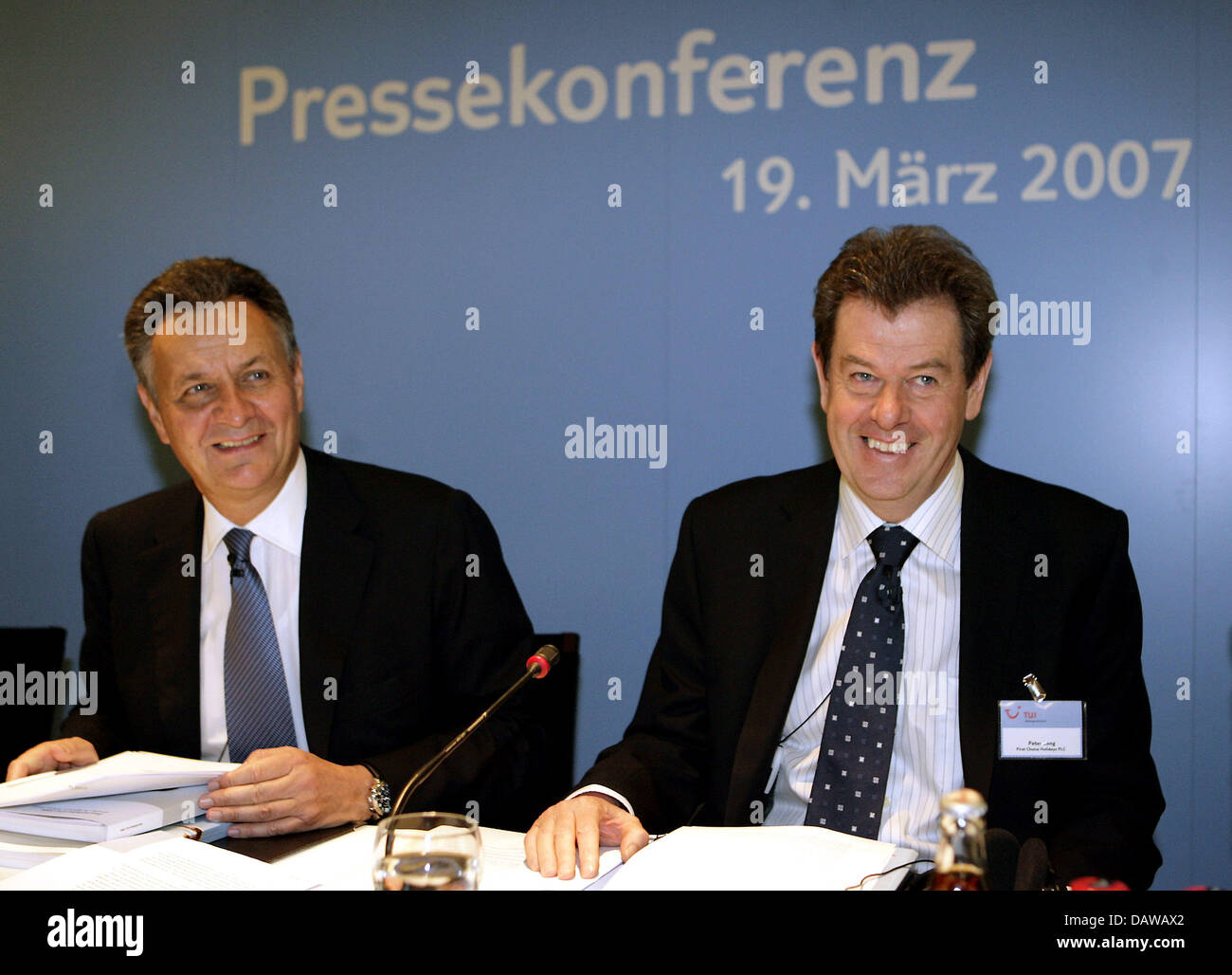 Germany's TUI AG CEO Michael Frenzel and British travel company First ...