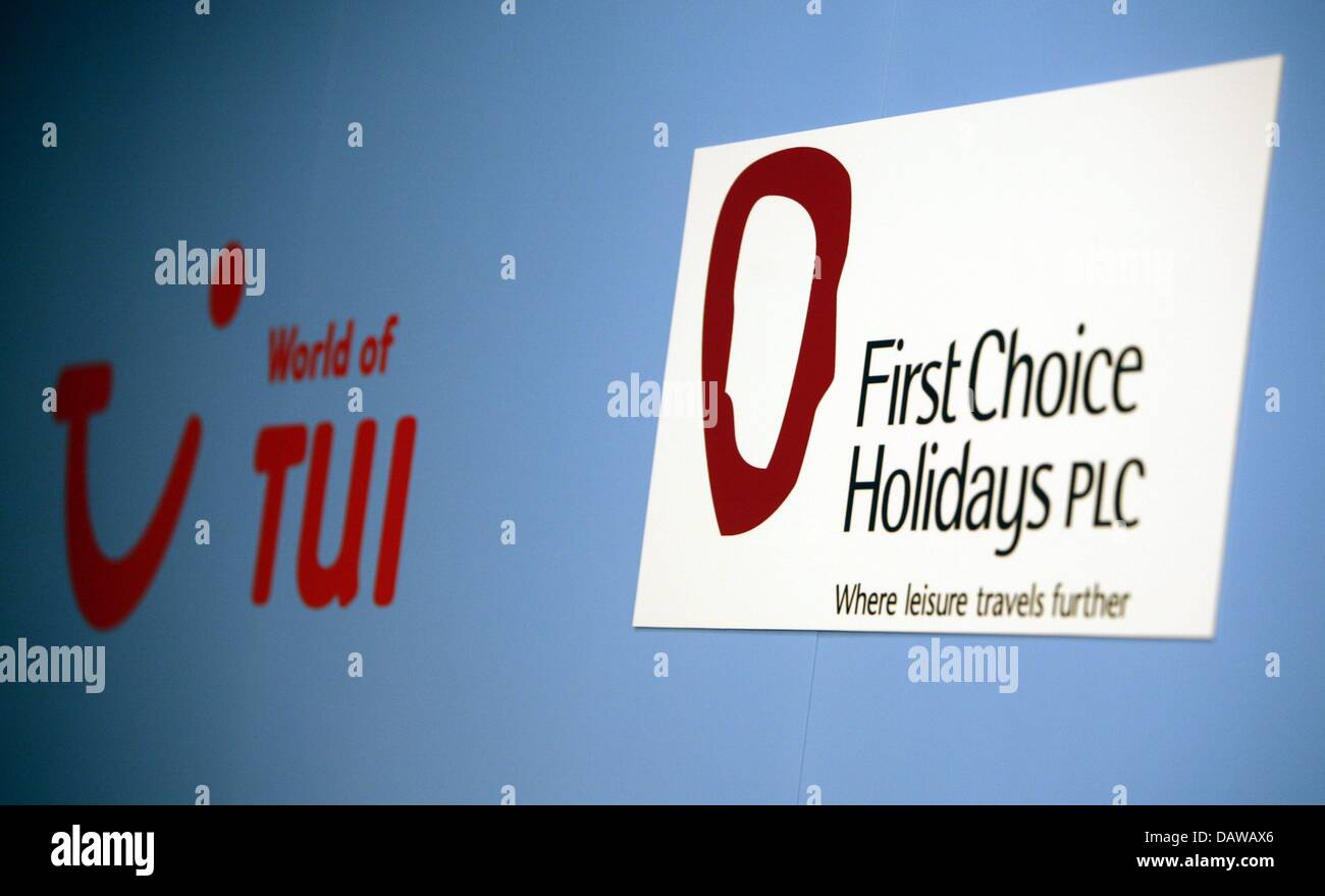 The picture shows the logos of Germany's TUI AG (left) and British ...