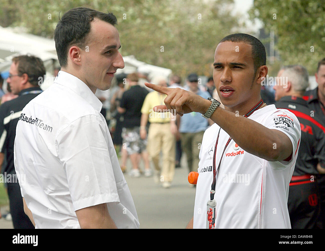 Formula One pilots Polish Robert Kubica (L) of BMW Sauber F1 and ...