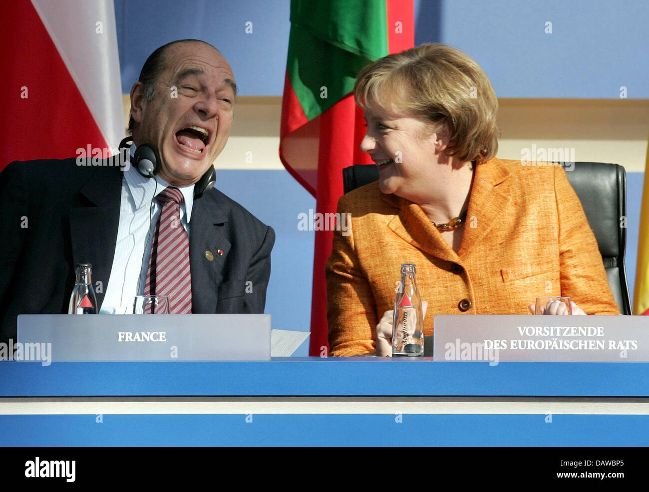 The French President Jacques Chirac laughs with German Chancellor ...