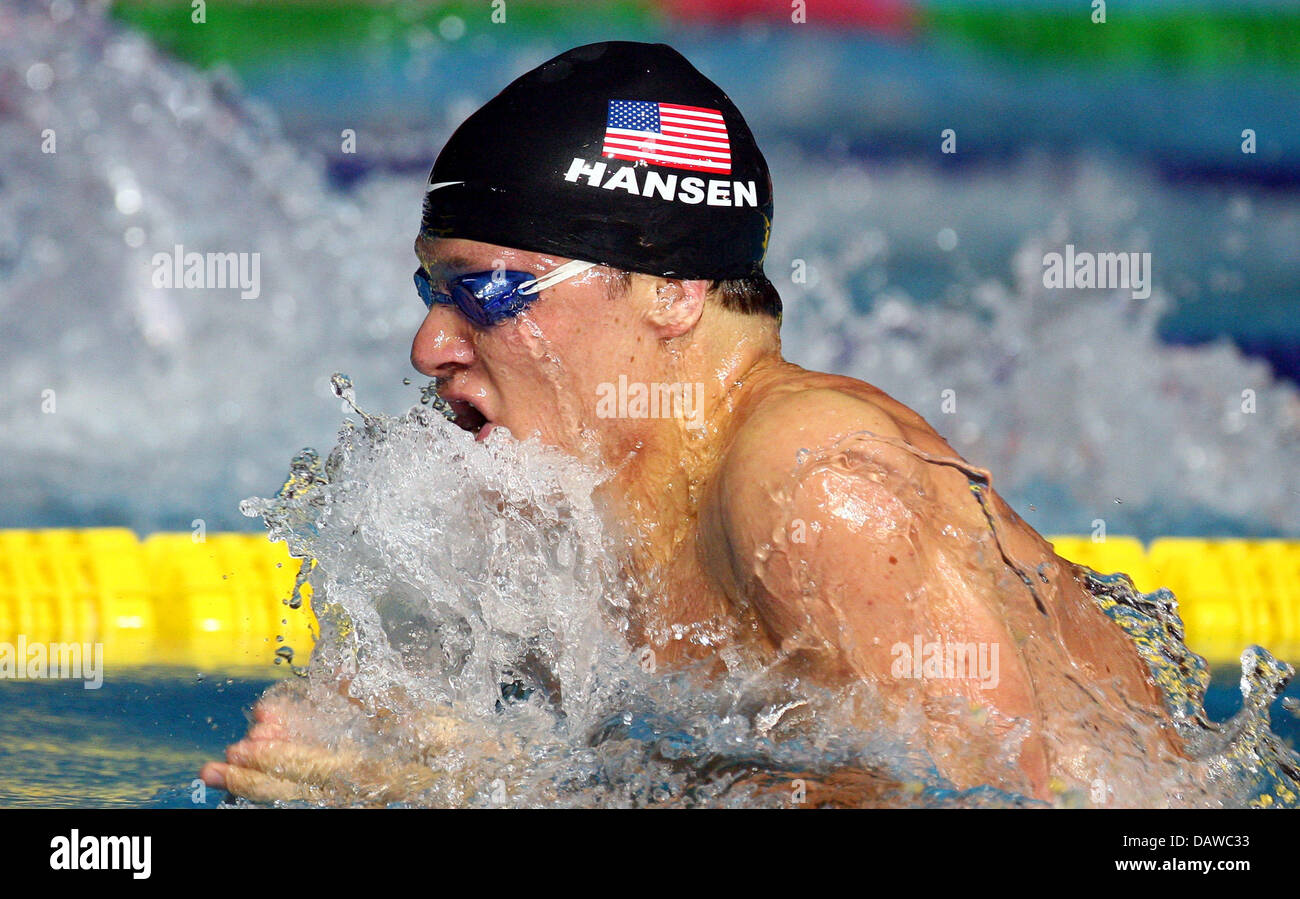 US swimmer Brendan Hansen swims to win the Men's 100m Breaststroke of ...