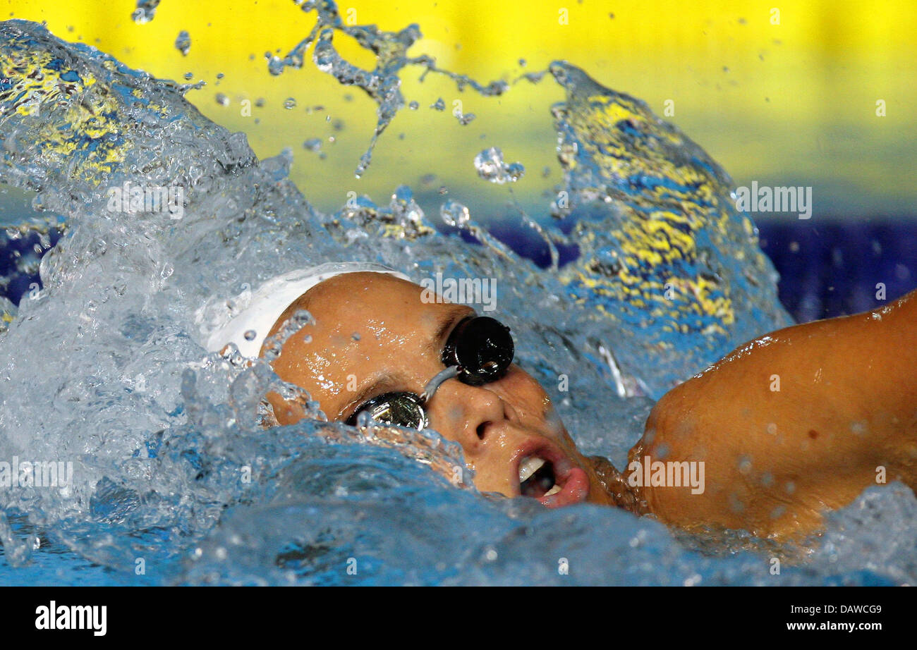 French swimmer Swimmers Laure Manaudou pictured on her way to winning ...