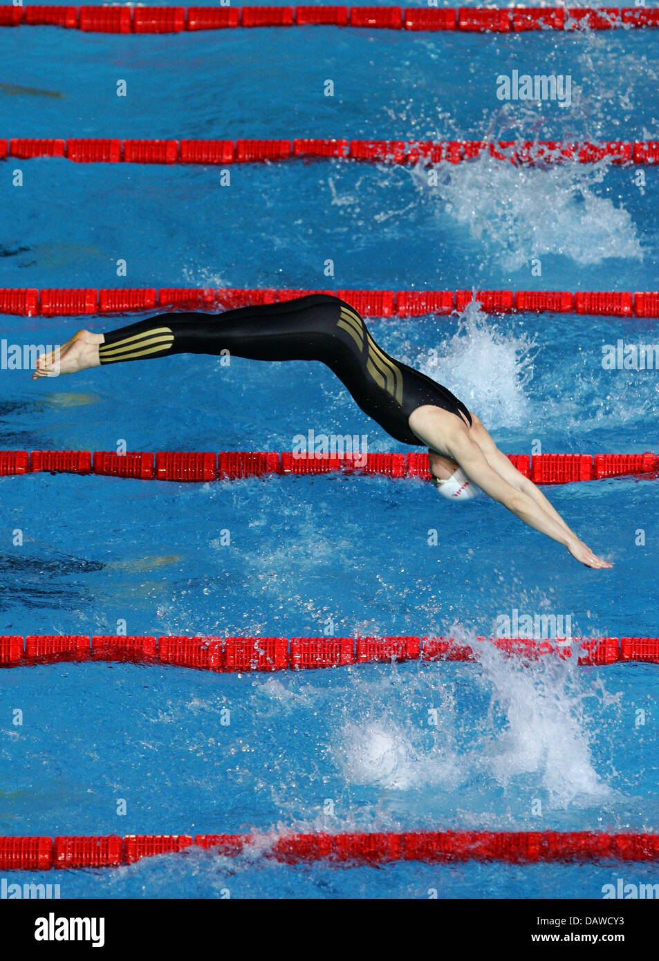 German swimmer Britta Steffen starts to the Women's 4x200m Freestyle ...