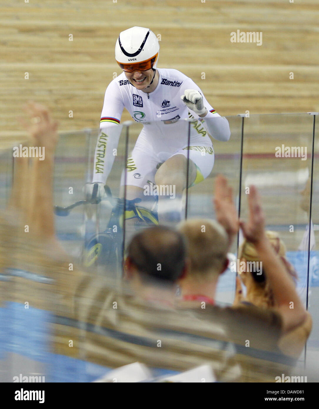 Australian cycling pro Anna Meares cheers winning the Women's 500m Time ...