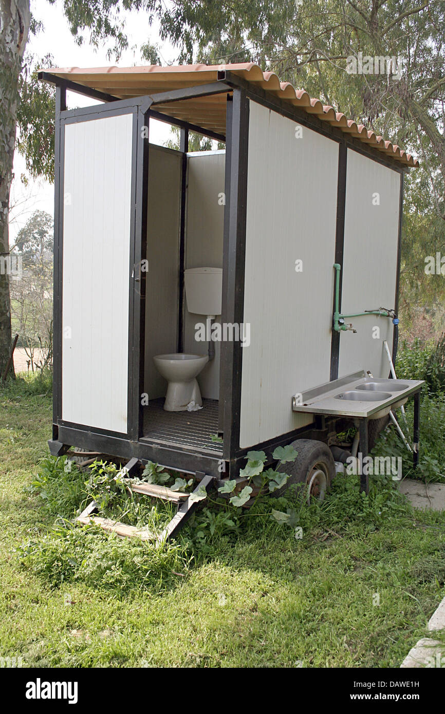 A mobile outhouse is pictured at the agricultural coop 'Agricoltura ...