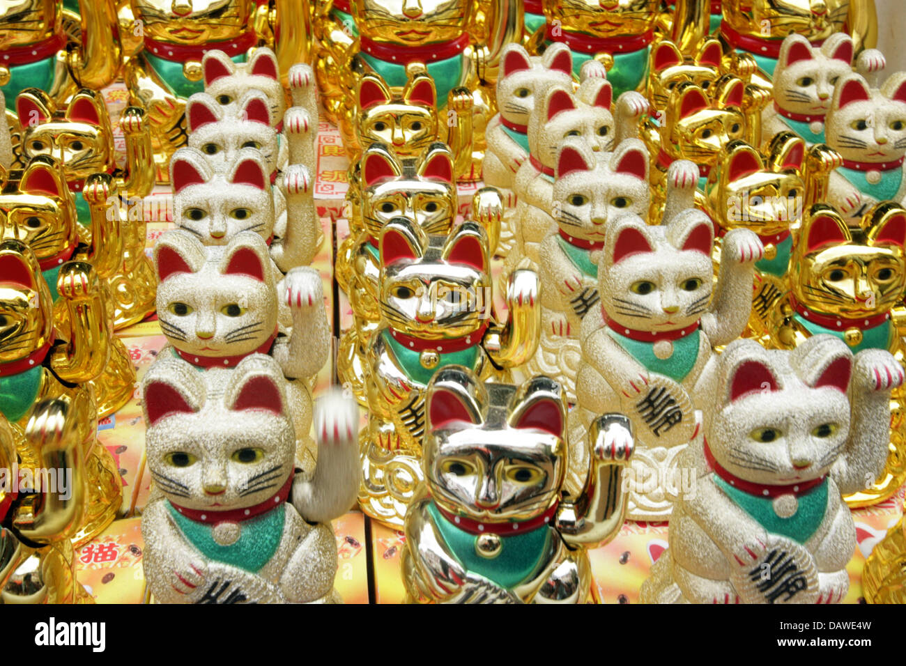 Chinese lucky cats are offered in a store of Singapore, Singapore, 31 ...
