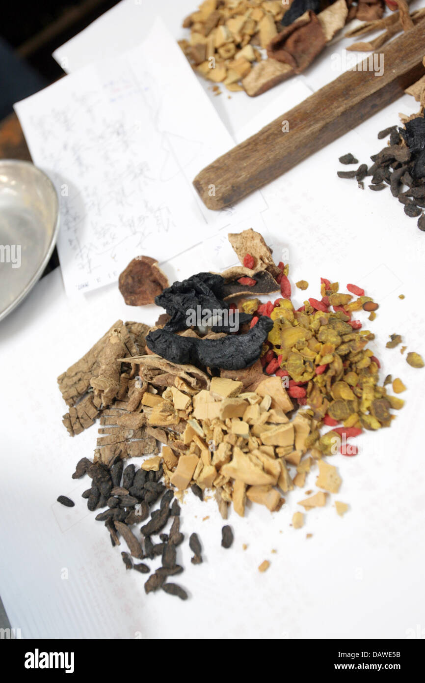 Dried animals, plants and herbs are ingredients for the Traditional ...