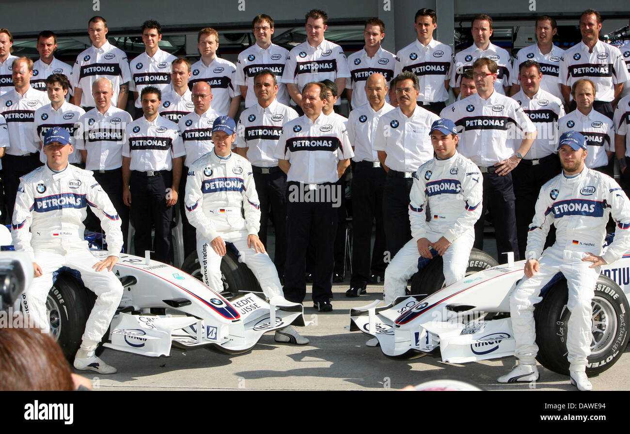 (front row L-R) The BMW Sauber pilots Polish Formula One driver Robert ...