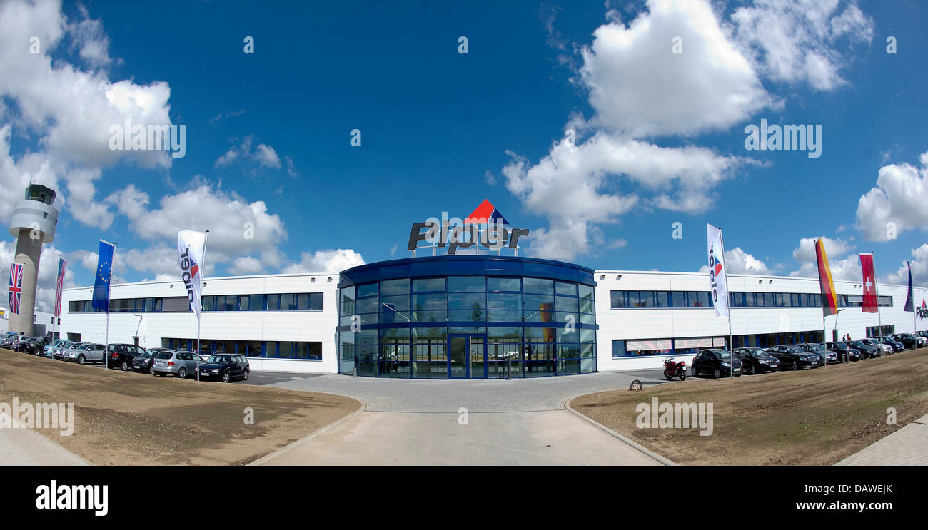 A Piper sign is pictured on the new Piper building at the airport in ...