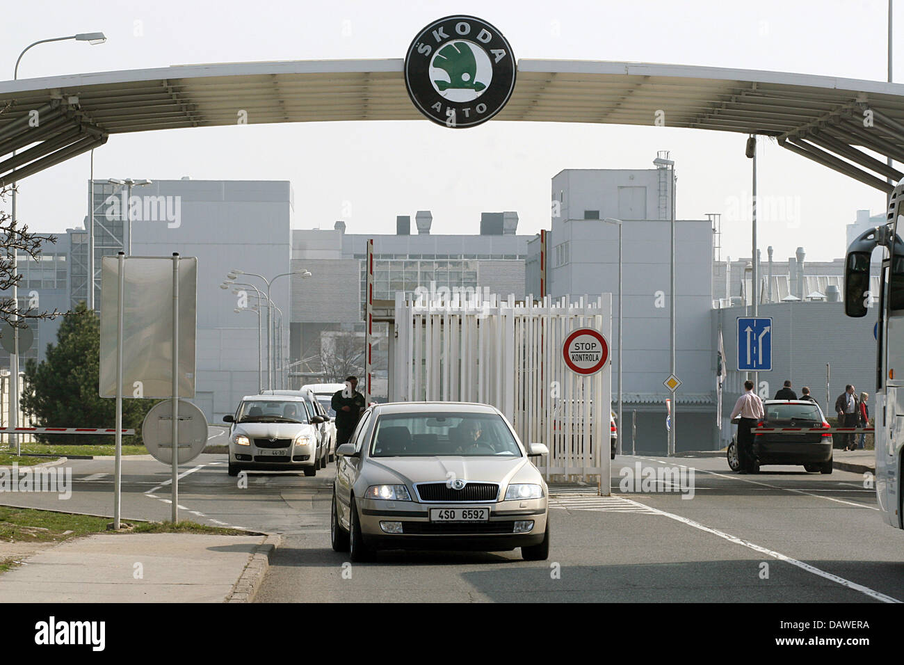 The picture shows the main entrance of the Skoda plant in Mlada ...