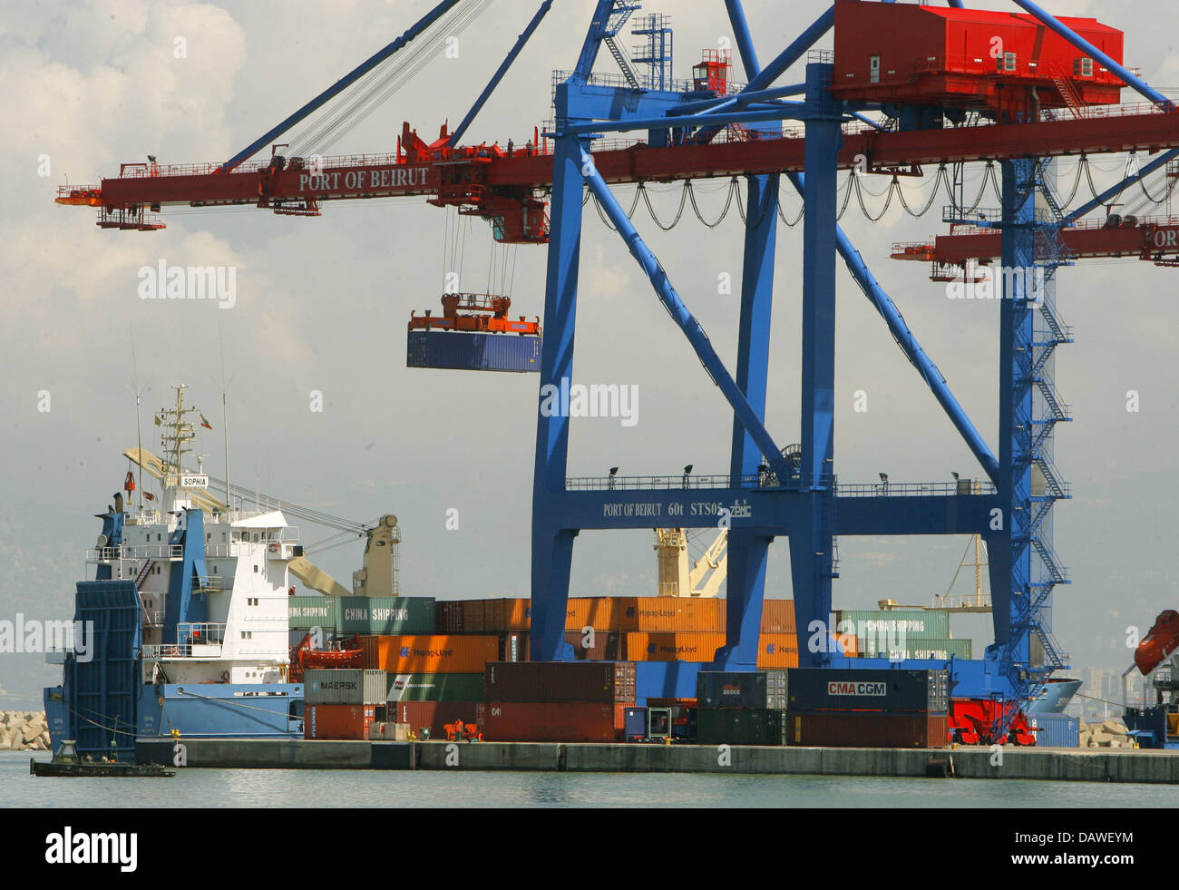 The photo shows the container harbour of Beirut, Lebanon, 2 April 2007 ...