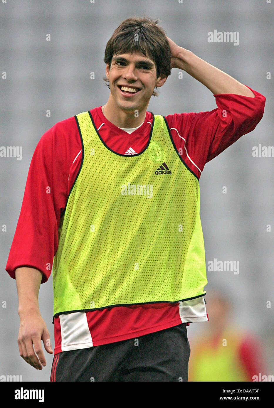 Milan's Kaka smiles during the club's training session at the Allianz ...