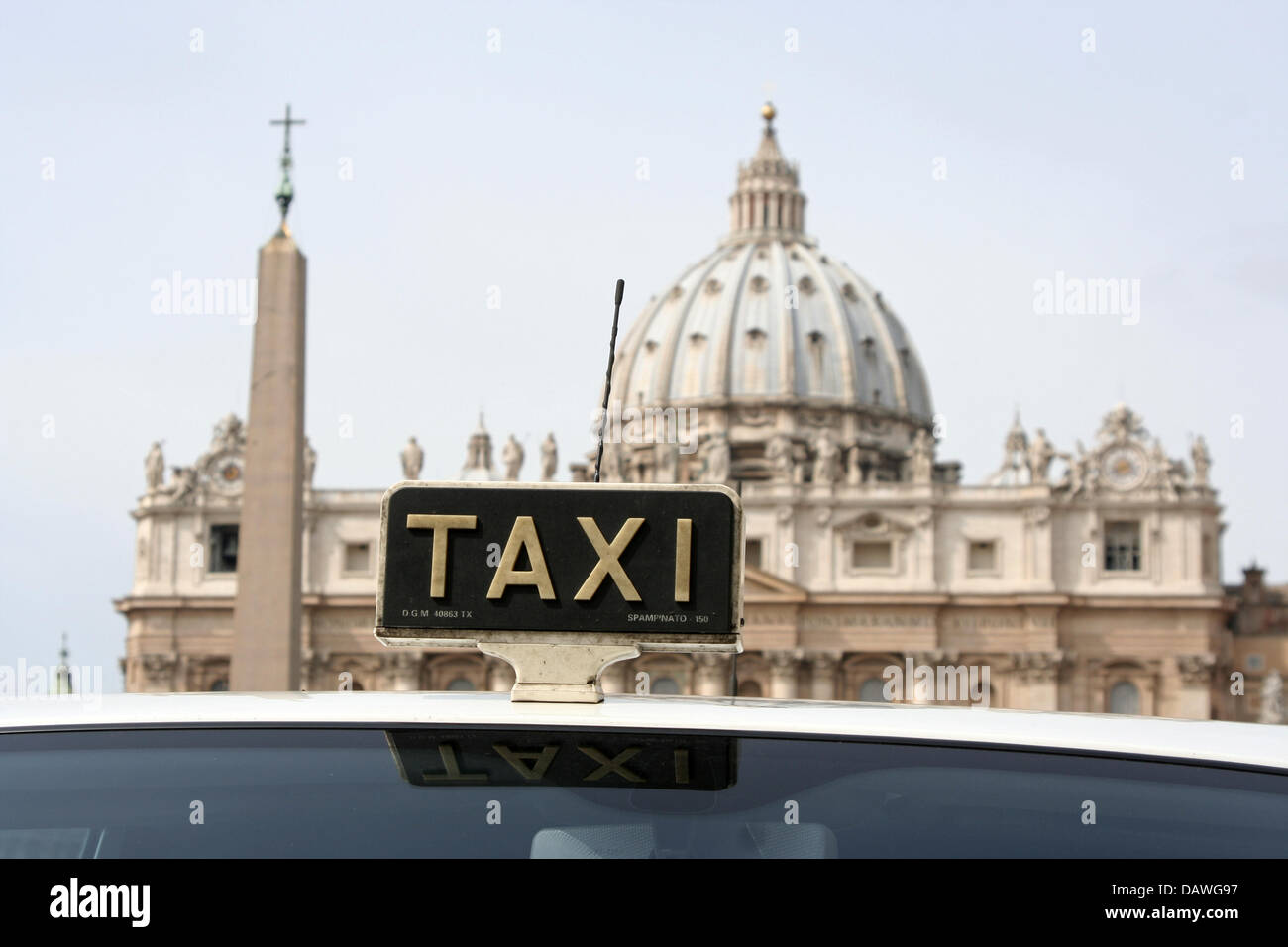 A taxi is pictured in front of the Vatican in Rome, Italy, 03 April ...