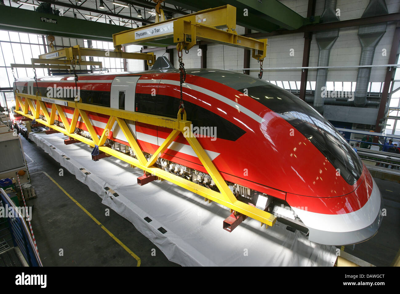 The first of three segments of the new magnetic monorail Transrapid 09 ...