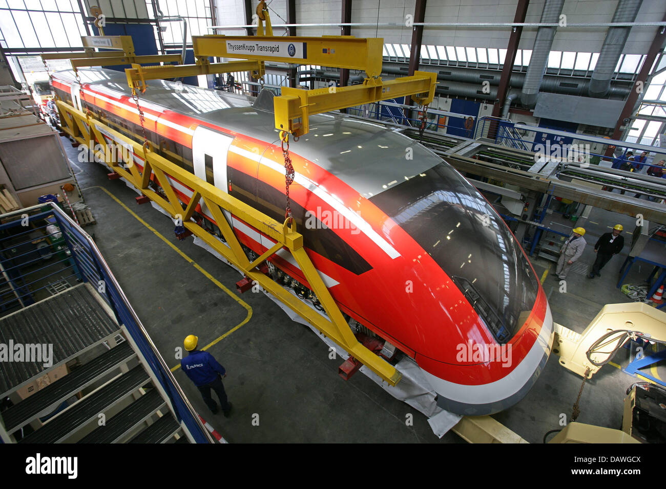 The first of three segments of the new magnetic monorail Transrapid 09 ...