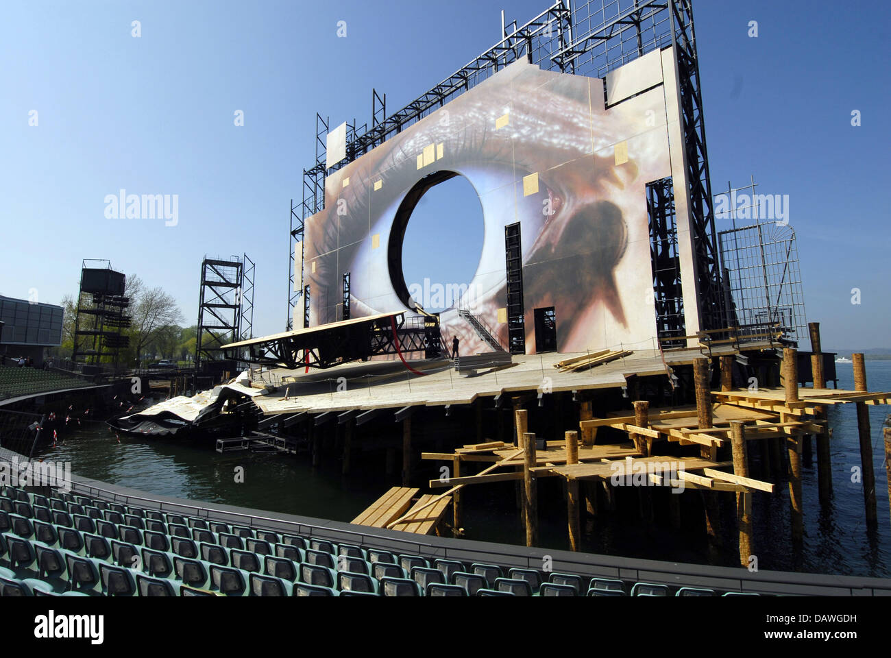 The photo shows the still unfinshed new stage setting for the opera ...